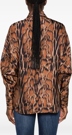Alberto Biani Leopard-Print Silk Shirt - Brown