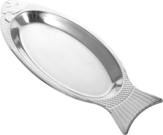 BESPORTBLE Ged&auml;mpfter Fisch Servierteller aus Edelstahl 40cm Fischf&ouml;rmige Rutschfeste Fischplatte Hitzebest&auml;ndig und Leicht zu Reinigen K&uuml;chen und Partygeschirr 