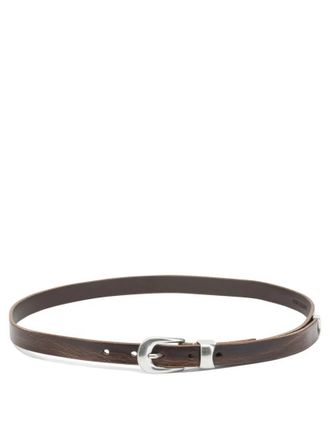 Our Legacy G&uuml;rtel - Slim Calfskin Leather Belt With Polished Metal Buc - Gr. 90 - in Grau - f&uuml;r Damen