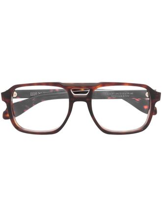 Cutler and Gross lunettes de vue à monture rectangulaire - Marron
