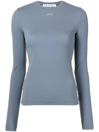 Off-white Langarmshirt mit Print - Blau