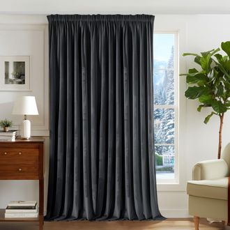 Deconovo Samtvorhang Blickdicht Gardinen mit Kr&auml;uselband Velvet Curtains Samt Vorh&auml;nge Thermovorhang f&uuml;r Wohnzimmer Schlafzimmer, 260x300cm(H&ouml;hexBreite), Grau,