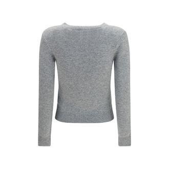 Self Portrait Detachable Corsage Merino Wool & Cashmere Sweater - Gray