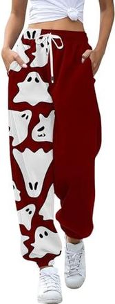 Generic Pantalon de surv&ecirc;tement taille haute pour femme - Pantalon de jogging sportif et actif avec poches - Pantalon ample pour femme de petite taille, borde