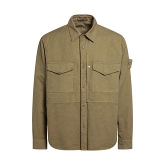 Stone Island Homme, Vestes, Beige, Taille: S Cotton Linen Canvas S.I.Ghost Overshirt