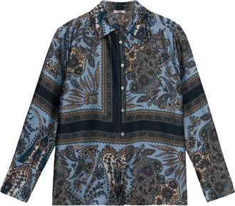 Oltre Femme, Blouses et Chemises, Multicolore, Taille: 44 FR Chemise en satin &agrave; motifs