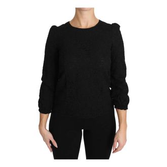 Dolce & Gabbana Blumenspitze Rei&szlig;verschluss Top Bluse - - Knitwear - Damen - Schwarzk - 2XS