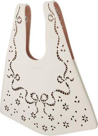 Simone Rocha Womens Mini Lasercut Shopper Bag - Simone Rocha Leather Ivory Calfskin Totes-Shopping-Bags