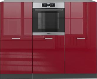 Vicco Küchenblock R-Line, Rot Hochglanz/Anthrazit, 180 cm ohne Arbeitsplatte