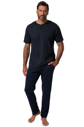 JP1880 Herren gro&szlig;e Gr&ouml;&szlig;en L-8XL Schlafanzug, Homewear, Zweiteiler, Henley mit Minimalprint, Lange Hose, bis 8 XL Navy blau 7XL 829247130-7XL
