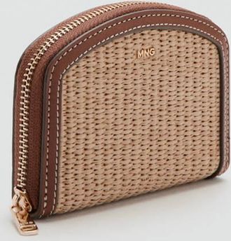 Mango Portefeuille moyen textur&eacute; beige - Femme - Taille unique - MANGO