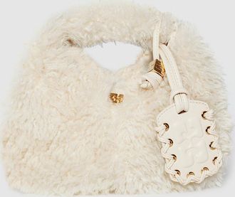 Ganni Sac à main Hobo Mini Alternative Fur Egret