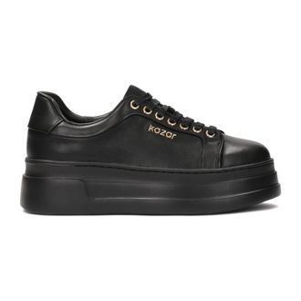 Kazar Ledersneaker auf einer dicken geraden Sohle - - Shoes - Damen - Schwarzk - 41 EU