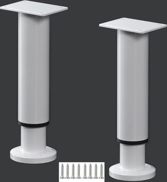 Generic Verstellbare M&ouml;belf&uuml;&szlig;e, 2er-Set Metallf&uuml;&szlig;e F&uuml;r Kommoden, Schreibtische Und Regale - Robuste Ersatzf&uuml;&szlig;e Mit Rutschfester Unterseite(Wei&szlig;,18-30cm)