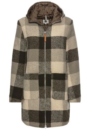 Camel Active Damen Wollmantel mit Kapuze Khaki, womenswear-46