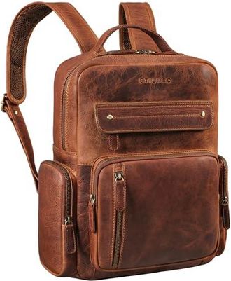 STILORD Blaze Vintage Sac à Dos Cuir Homme Femme Grand 11 pouces Tablet Bandoulière Cuir Véritable Cartable pour Université École Cabine Avion, Couleur:kara -
