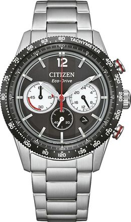 Citizen Eco-Drive Racing Chronograph, Edelstahl schwarz, 39.9mm Herrenuhr CA4714-55E