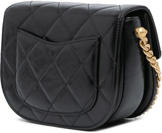 Chanel Hobo Bags - CC Quilted Calfskin Round Moon Messenger Flap - Gr. unisize - in Schwarz - f&uuml;r Damen