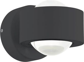 Eglo LED Au&szlig;en-Wandlampe Treviolo, 2 flammige Au&szlig;enleuchte Wand, Wandleuchte aus Aluminium-Guss in Anthrazit und Glas in Wei&szlig;, Au&szlig;enlampe warmwei&szlig;, IP44