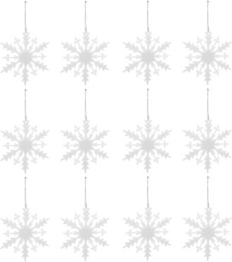 Amosfun 12st&uuml;cke H&auml;ngende Schneeflocken-Ornamente Aus Wei&szlig;en Kunststoff F&uuml;r Weihnachtsbaum Und Fensterdekoration Winterliche Schneeflocken-baumschmuck Und Wei