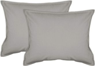 jilda-tex 2er Pack Zierkissenh&uuml;lle Stone-Washed Renforce Lissabon 100% Bio-Baumwolle Knitterlook Stehsaum B&uuml;gelfrei Uni Leinen-Optik B&uuml;gelfrei GOTS Made in Gree