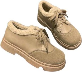 Generic YUJIEBB Bottes de neige en coton pour femme - Automne et hiver - Doubl&eacute;es - Talon plat, Version am&eacute;lior&eacute;e kaki, 37.5 EU