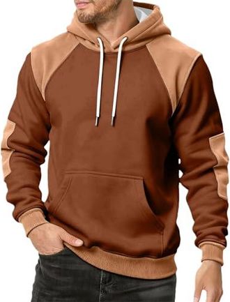 Generic Pull Over Homme avec Capuche Camionneur Plaid Maille Mohair Jacker Longue Clair Dos &Eacute;lectrique Hoodies Electrique Couple Poche Routier Int&eacute;gr&eacute;e Sweate