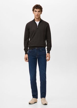 Mango Pullover mit Rei&szlig;verschlusskragen aus 100 % Merinowolle schokolade - Herren - S - MANGO MAN