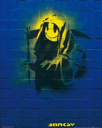 1art1 Banksy Poster Smiley Sensenmann Plakat | Bild 50x40 cm