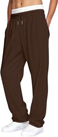 Generic Pantalon de jogging pour homme avec taille double couche, jambe droite, pantalon de jogging solide, pantalon de jogging confortable pour le quotidien,