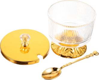 Cabilock Glasbeh&auml;lter Mit Deckel Und L&ouml;ffel Eleganter Vorratsglas F&uuml;r Gew&uuml;rze Snacks Vielseitig Einsetzbar K&uuml;che Oder Wohnzimmer Stilvolles Design Aus Glas