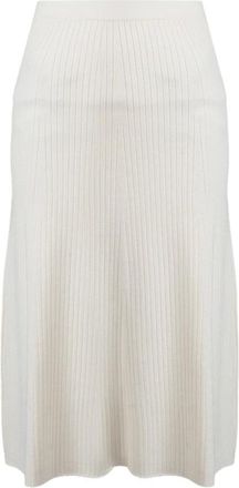 Patrizia Pepe Essential Jupe Tricot&eacute;e Mi-longue - Femme - Jupes - Blanc - Taille: 36 FR