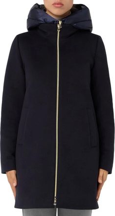 Marella Femme, Manteaux, Bleu, Taille: 44 FR Veste Bleue Rembourrée avec Capuche Matelassée