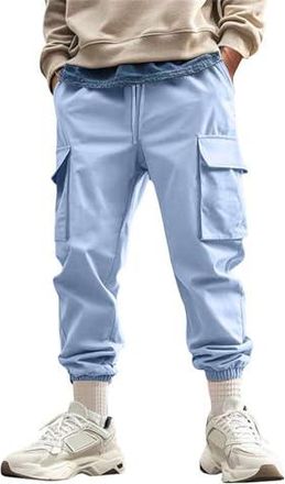 Generic Pantalon de surv&ecirc;tement respirant pour homme - Coupe d&eacute;contract&eacute;e - Pour le sport et les loisirs - Taille &eacute;lastique - L&eacute;ger et confortable, bleu clair