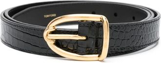 Tom Ford G&uuml;rtel aus Lackleder mit Kroko-Effekt - Schwarz