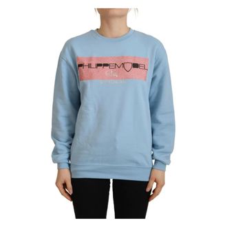 Philippe Model Femme, Sweatshirts et sweats &agrave; capuche, Bleu, Taille: 34 FR Pull &eacute;l&eacute;gant bleu clair