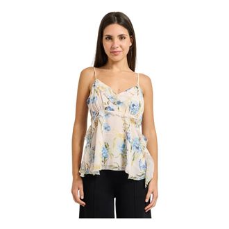 Guess Femme, Tops, Multicolore, Taille: 40 FR Haut &agrave; Imprim&eacute; Floral avec Volant