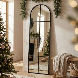 HOMCOM Gro&szlig;er Vollspiegel L&auml;nge 40 x 160 cm - Wand- oder Standspiegel f&uuml;r Bogenfenster mit Metallrahmen, explosionsgesch&uuml;tzte Folie - f&uuml;r Schlafzimmer Wohnzi