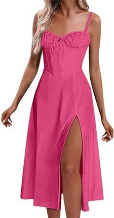 Generic Robes amincissantes 2026 2024 Casual Dentelle Slim Split Sling Robe Haut de Gamme Femme, rose, M
