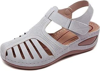 Generic Sandales orthop&eacute;diques compens&eacute;es pour femme - Soutien de la vo&ucirc;te plantaire - Antid&eacute;rapantes - Bout ferm&eacute; - Sandales de p&ecirc;cheur &agrave; talon bas - Chaussu