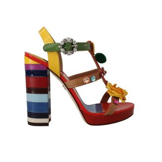 Dolce & Gabbana Mehrfarbige Baumwoll-Plateausandalen