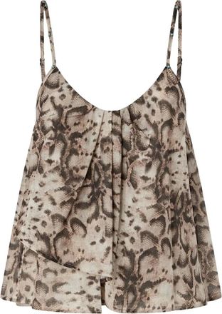 Pinko Pinko, Femme, Blouses et Chemises, Beige, Taille: 40 FR Udine Printed Cropped Top