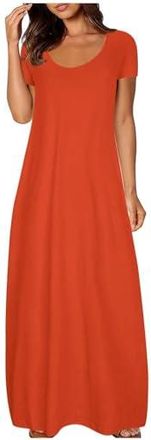 Generic Jolies robes courtes et décontractées pour femmes, robes longues de couleur unie, robes dété 2024 tendance, décontractées, robe ample à volants pour f