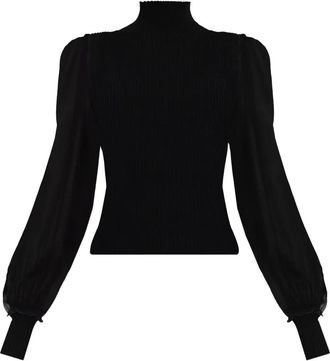 Frame Denim blouse à manches transparentes - Noir