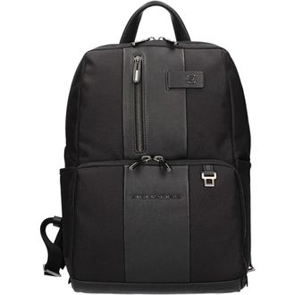 Piquadro Schwarzer Rucksack Leder und Stoff - - Bags - Herren - Schwarzk - ONE SIZE