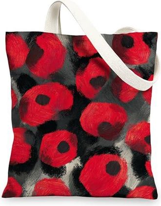 Generic Sacs fourre-tout en toile coquelicot, motif floral coloré, sacs à provisions réutilisables, respectueux de lenvironnement, élégants, légers et lavable