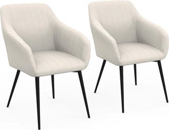 IDMarket 2er Set Esszimmerstühle Esszimmerstühle Jany aus Cord Beige