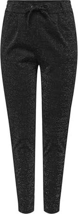 Only ONLPOPTRASH-ALYA Easy GLIT Pant PNT Pantalon, Noir/d&eacute;tails : Lurex argent&eacute;, L x 32L