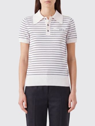 A.P.C. A. P.C. Polo &agrave; rayures en maille de coton &agrave; manches courtes et poche plaqu&eacute;e