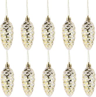 OSALADI 10 St&uuml;ck Weihnachtsbaumschmuck Tannenzapfen H&auml;ngend Kunststoff Goldfarbig Leicht f&uuml;r Weihnachtsfeier und Festtagsdekoration